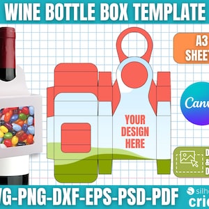 Wine Bottle Box Template, Custom Wine Bottle Box, Wine Bottle Tag ...