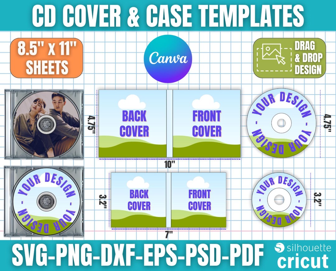 CD Cover & Case Template, CD Jewel Case Insert Template, DIY Cd Case ...