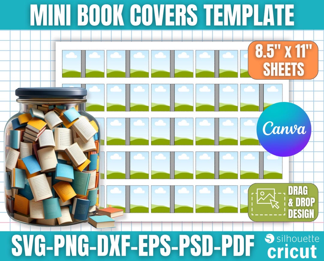 Mini Book Covers Template, Miniature Books for Decor, Tiny Book DIY ...