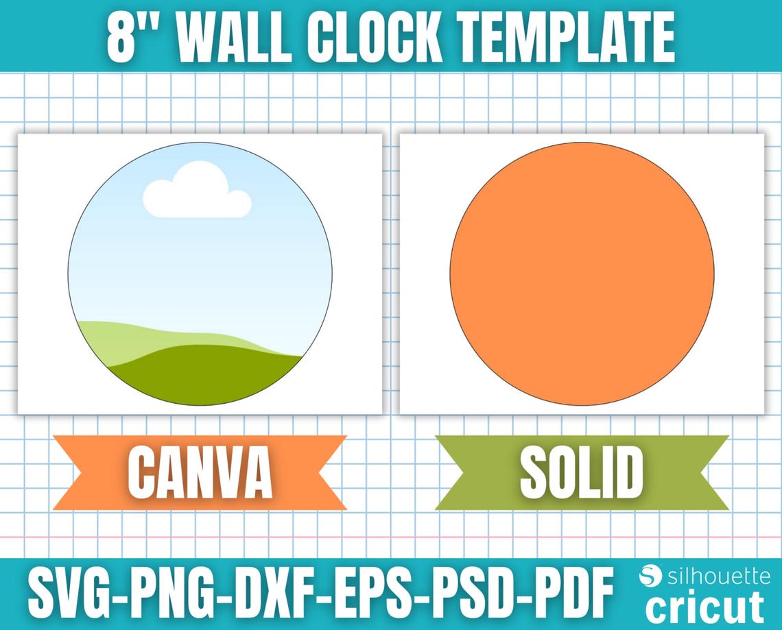 8 Inch Wall Clock Sublimation Template, Wall Clock Template, Round ...