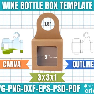 Wine Bottle Box Template, Custom Wine Bottle Box, Wine Bottle Tag ...