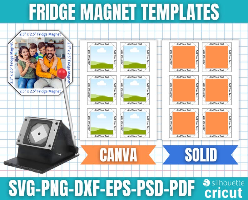 6 Size Fridge Magnet Templates, Photo Magnet Template, Magnet Maker ...