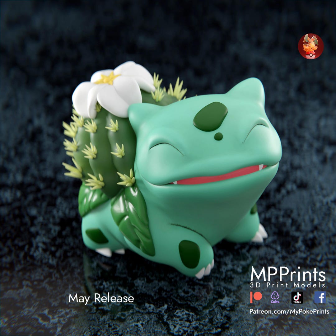 Bulbasaur Springflower 3D Print, Pokemon 3D Print, Unpainted Pokemon ...