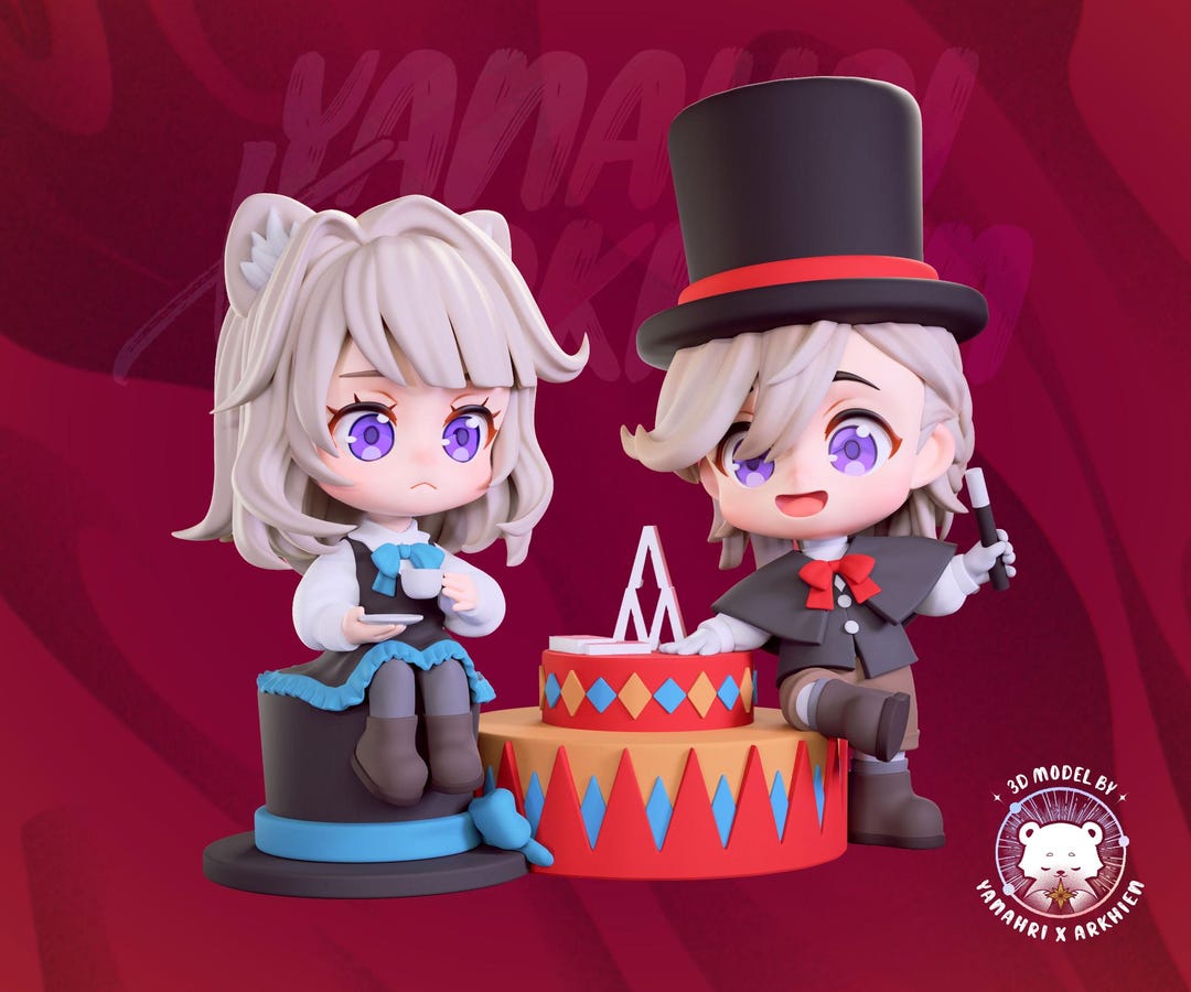 Chibi Lyney & Lynette 3D Print, Genshin Impact, Kumakami, UNPAINTED - Etsy