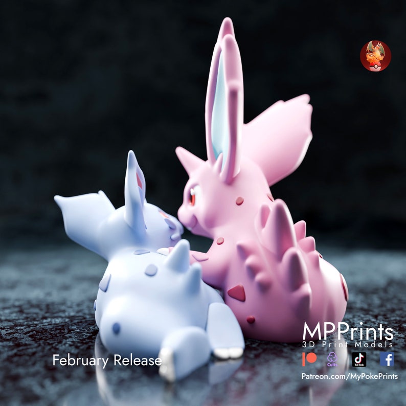 Nidoran Pair 3D Print, Pokemon 3D Print, Pokemon Nidoran 3D Print, 8cm ...