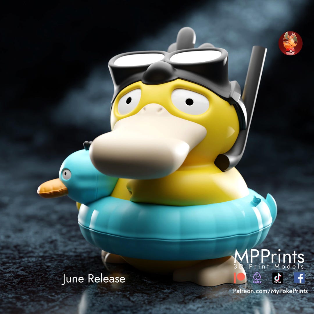 Summer Psyduck 3D Print, Pokemon, #54, UNPAINTED - Etsy
