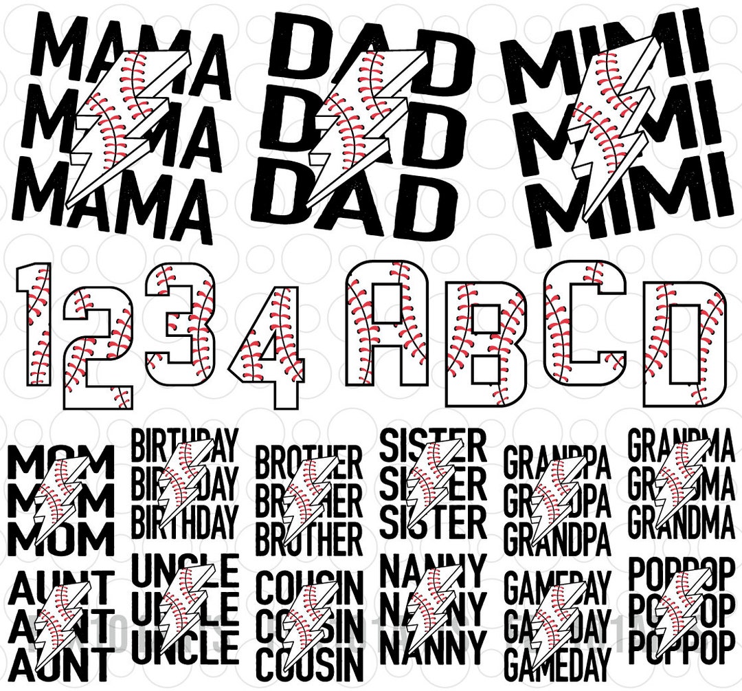Baseball Lightning Bolt Svg Png Bundle, Custom Mama Lightning Bolt Svg ...