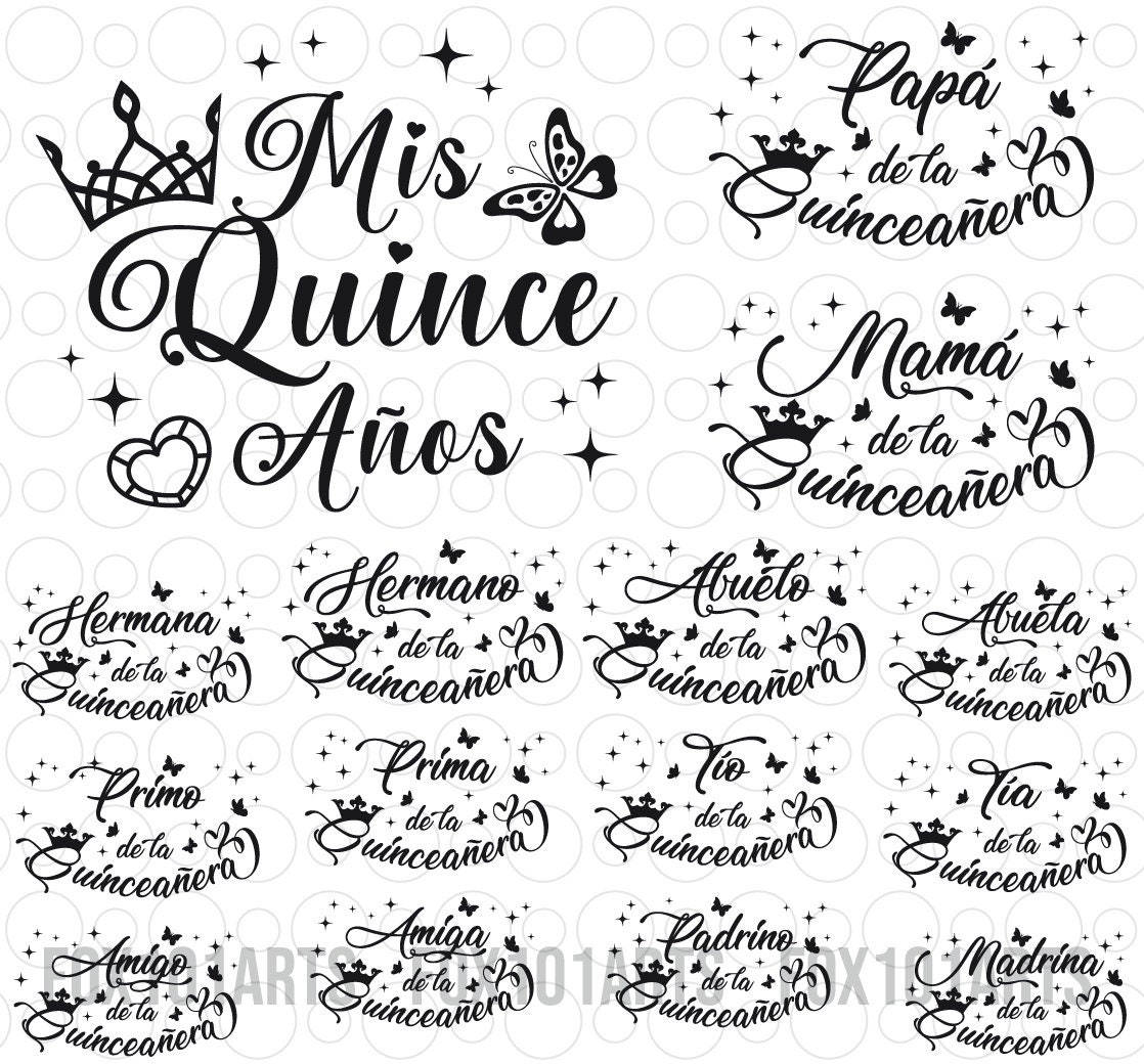 Mis Quince Bundle Svg Png, Mis Quince Squad Svg, Quinceanera Svg, Mis ...