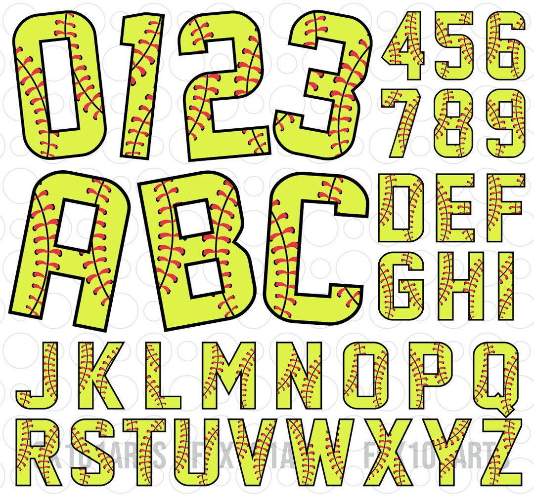 Softball Font Svg Png Bundle, Softball Number Svg, Softball Alphabet ...
