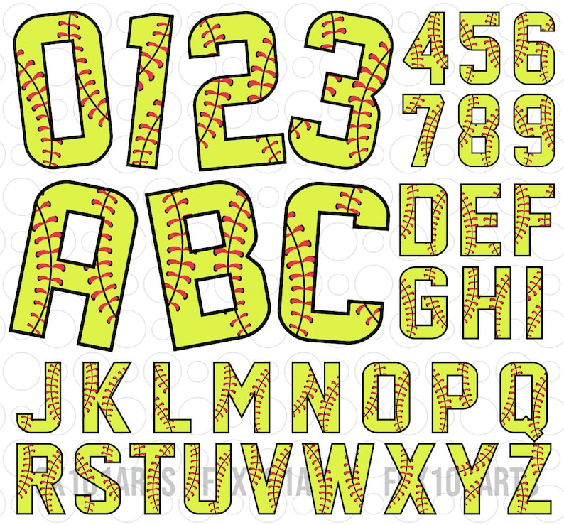 Softball Font Svg Png Bundle, Softball Number Svg, Softball Alphabet ...
