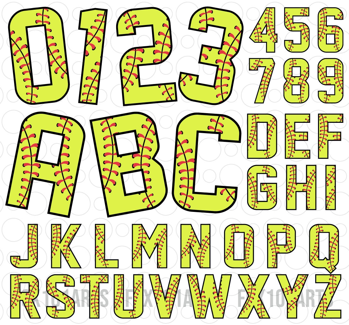 Softball Font Svg Png Bundle, Softball Number Svg, Softball Alphabet ...
