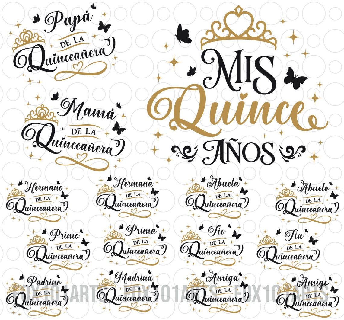 Bundle Mis Quince Svg Png Cumpleaños Familia Svg Mis Quince Squad Svg Quinceañera Svg Mis