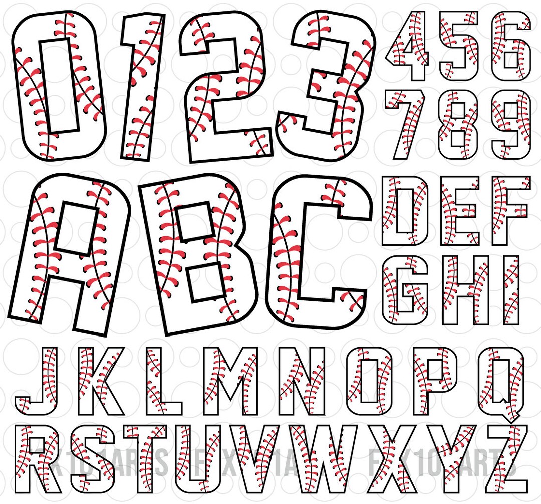 Baseball Font Svg Png Bundle, Baseball Number Svg, Baseball Alphabet ...