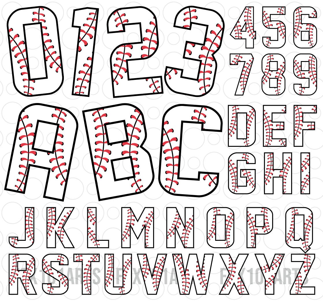 Baseball Font Svg Png Bundle, Baseball Number Svg, Baseball Alphabet ...