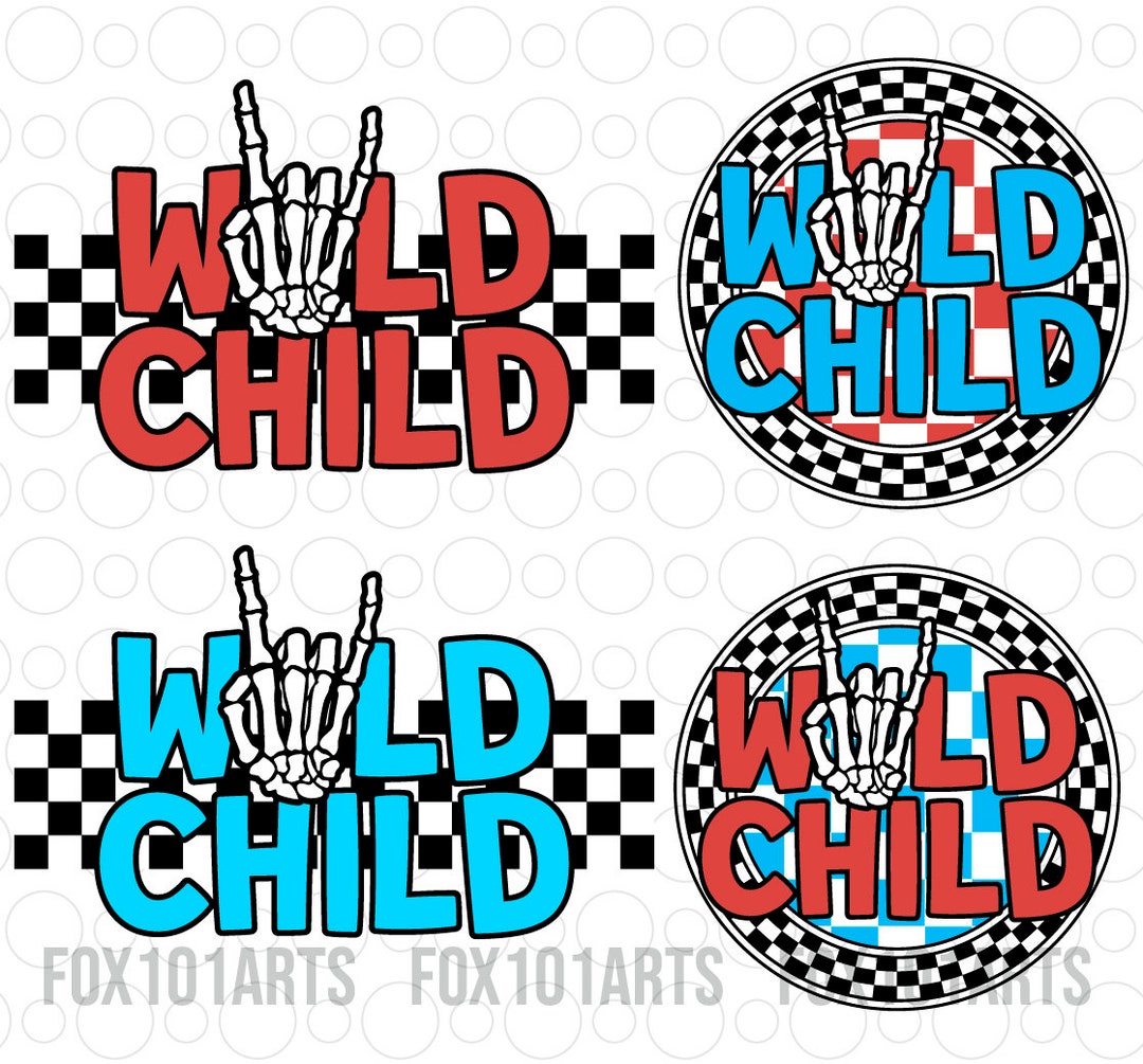 Bundle Wild Child Checkered Svg Png, Skeleton Checkered Svg, Kids ...