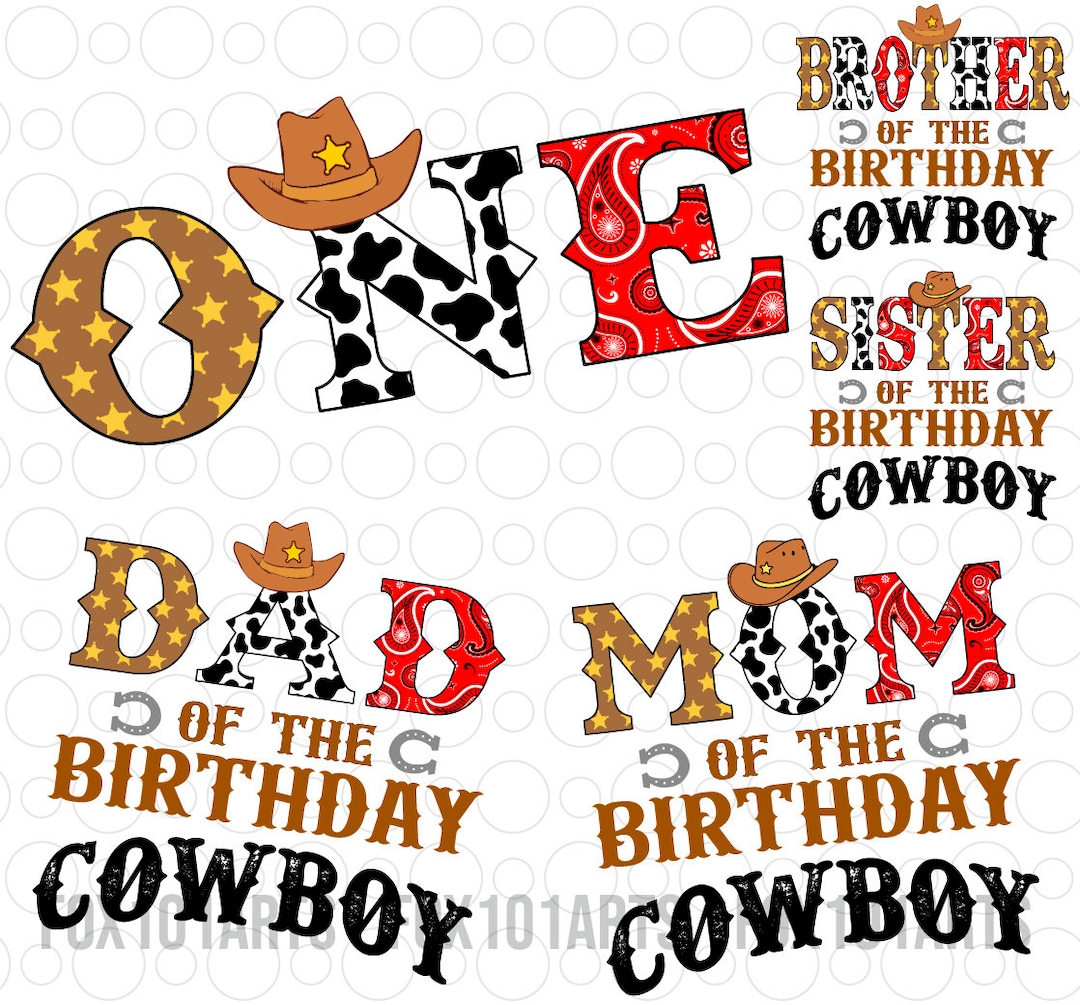 Western Birthday Family Png Bundle, Cowboy Birthday Png, Western First ...