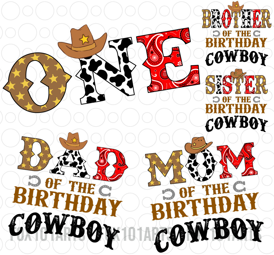 Western Birthday Family Png Bundle, Cowboy Birthday Png, Western First ...