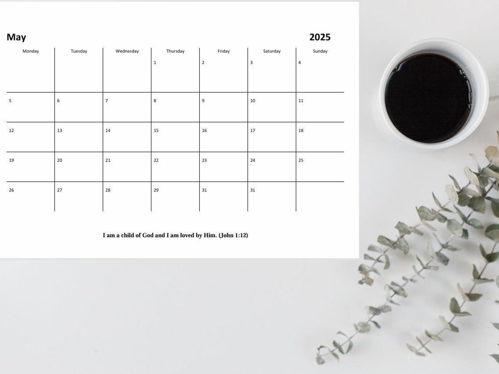 2025 Calendar Printable Calendar 2025 Psalms Bible Verse Monthly ...