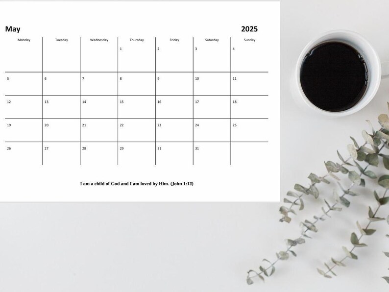 2025 Calendar Printable Calendar 2025 Psalms Bible Verse Monthly ...