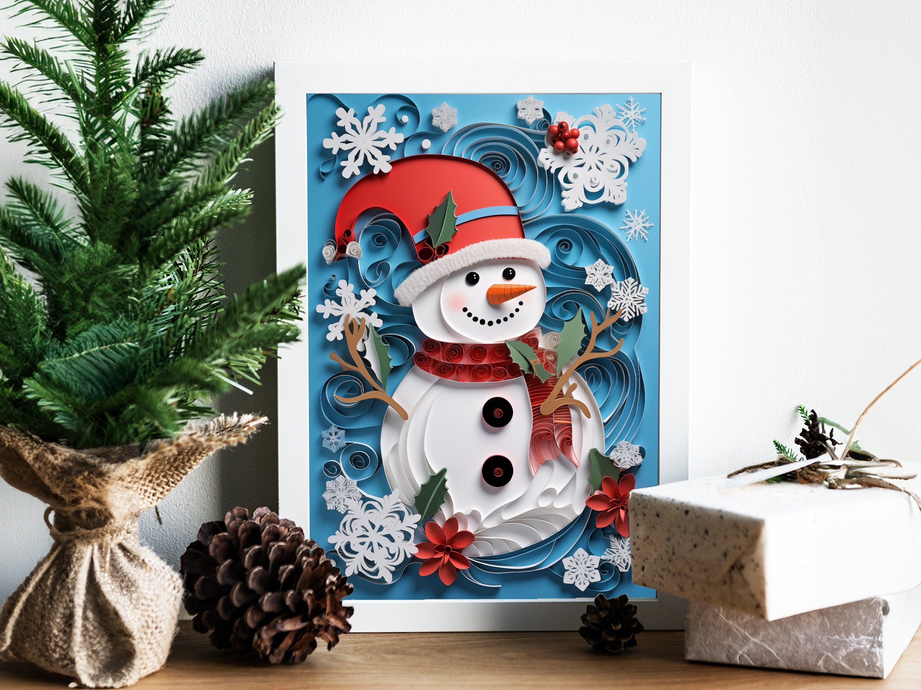 Papercraft Snowman Printable Christmas Oil Painting Printable - Etsy
