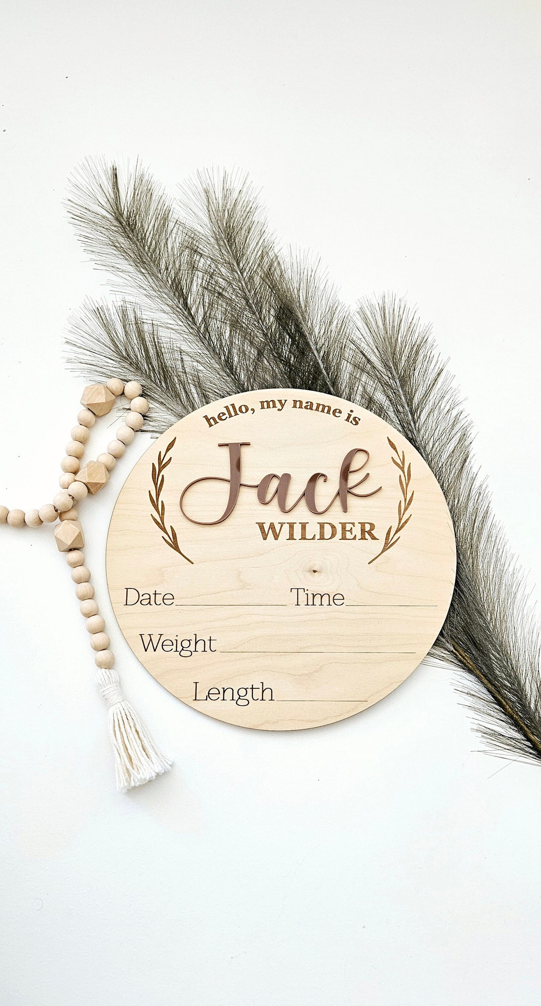 Personalized Wooden Baby Name Sign: Laser Cut Birth Announcement - Etsy