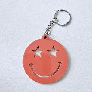 Smile Face Acrylic Keychain | Trendy Smile Bag Tag | Retro Keychain ...