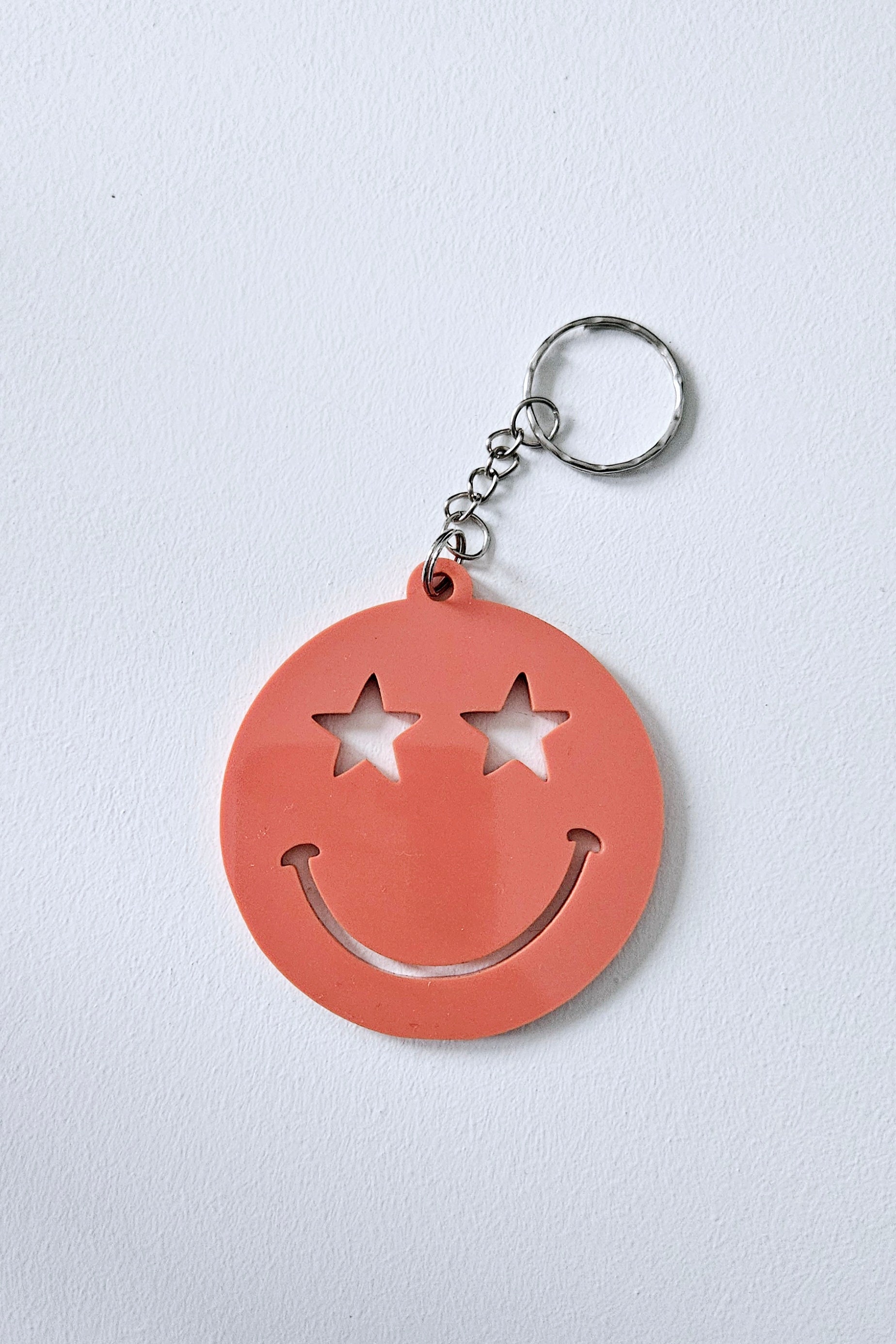 Smile Face Acrylic Keychain Trendy Smile Bag Tag Retro Keychain 3D Key ...