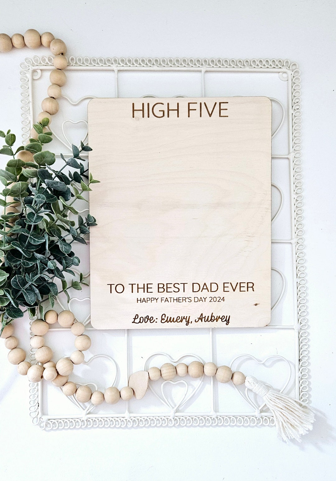 Fathers Day High Five Sign | Wood Handprint Sign | DIY Handprint Sign ...