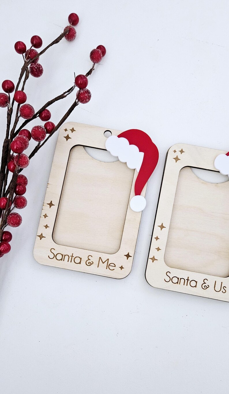 Santa & Me Wooden Photo Frame Ornament | Kids Christmas Picture Frame ...