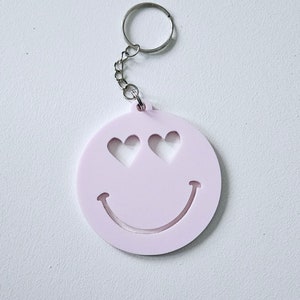 Smile Face Acrylic Keychain | Trendy Smile Bag Tag | Retro Keychain ...