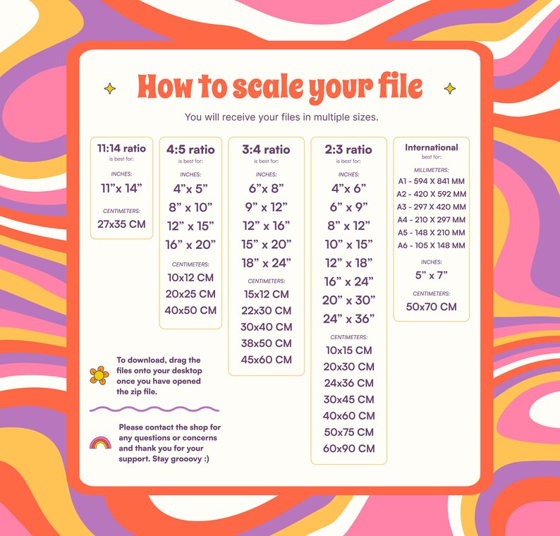 Groovy Retro Wall Art Digital Download. Funky Groovy Retro Psychedelic ...