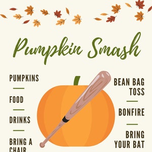 Pumpkin Smash Party Invitation Template - Etsy