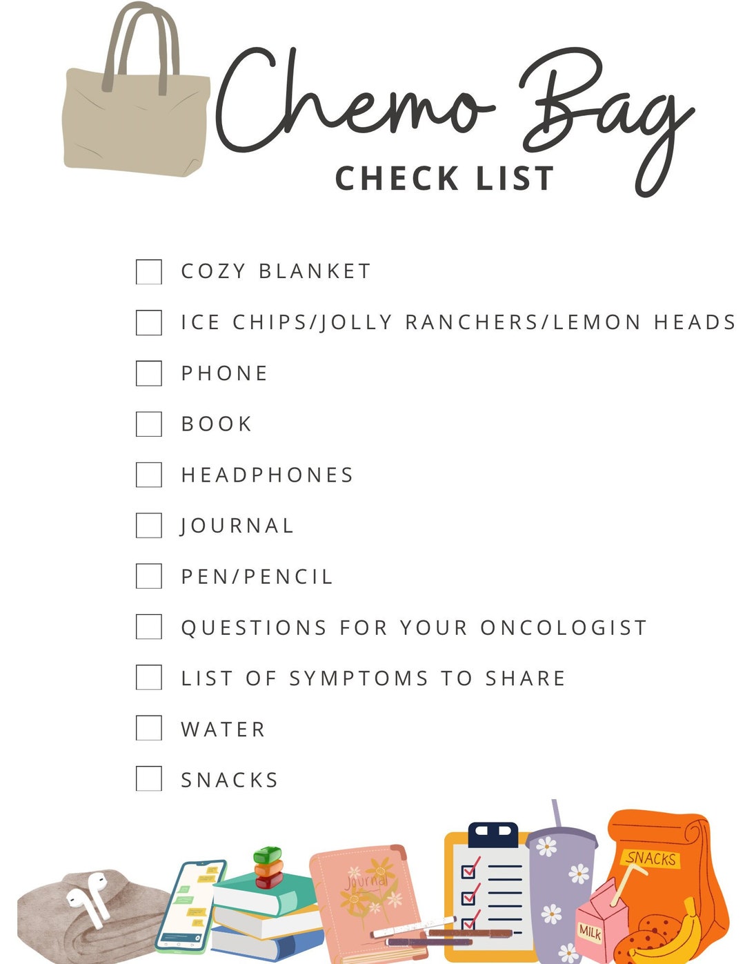 Chemo Bag Checklist - Etsy