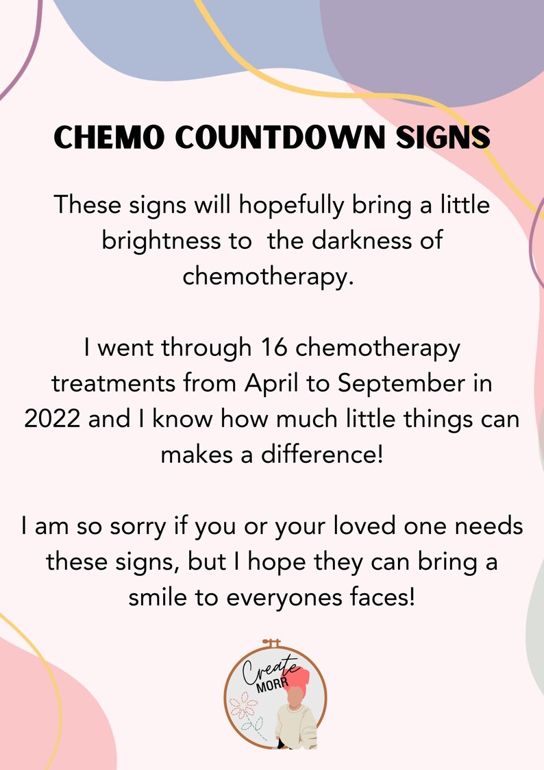 Chemotherapy Countdown Signs - Etsy