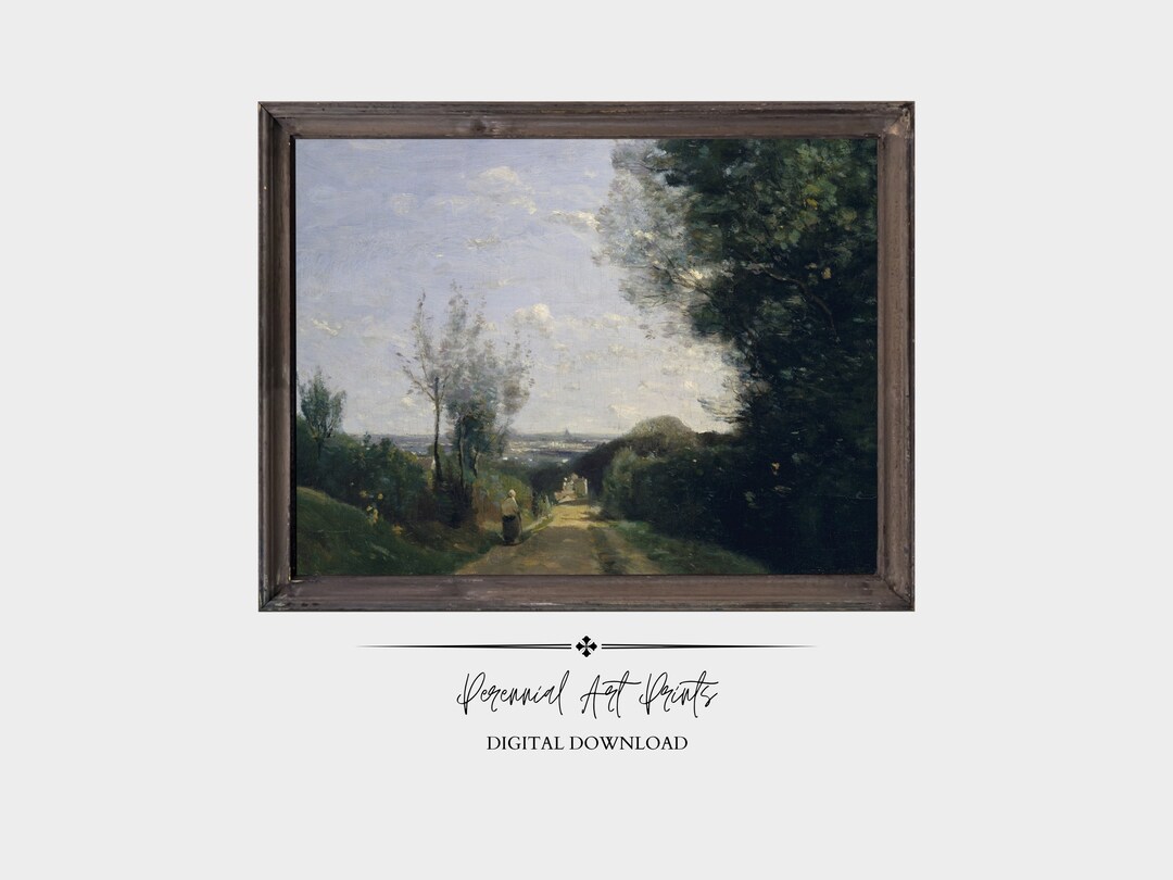 French Countryside Painting| Vintage Art Print| Forest Walk Painting ...