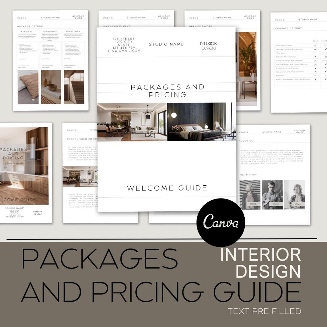 Interior Design Packages and Pricing Welcome Guide, Editable Client ...