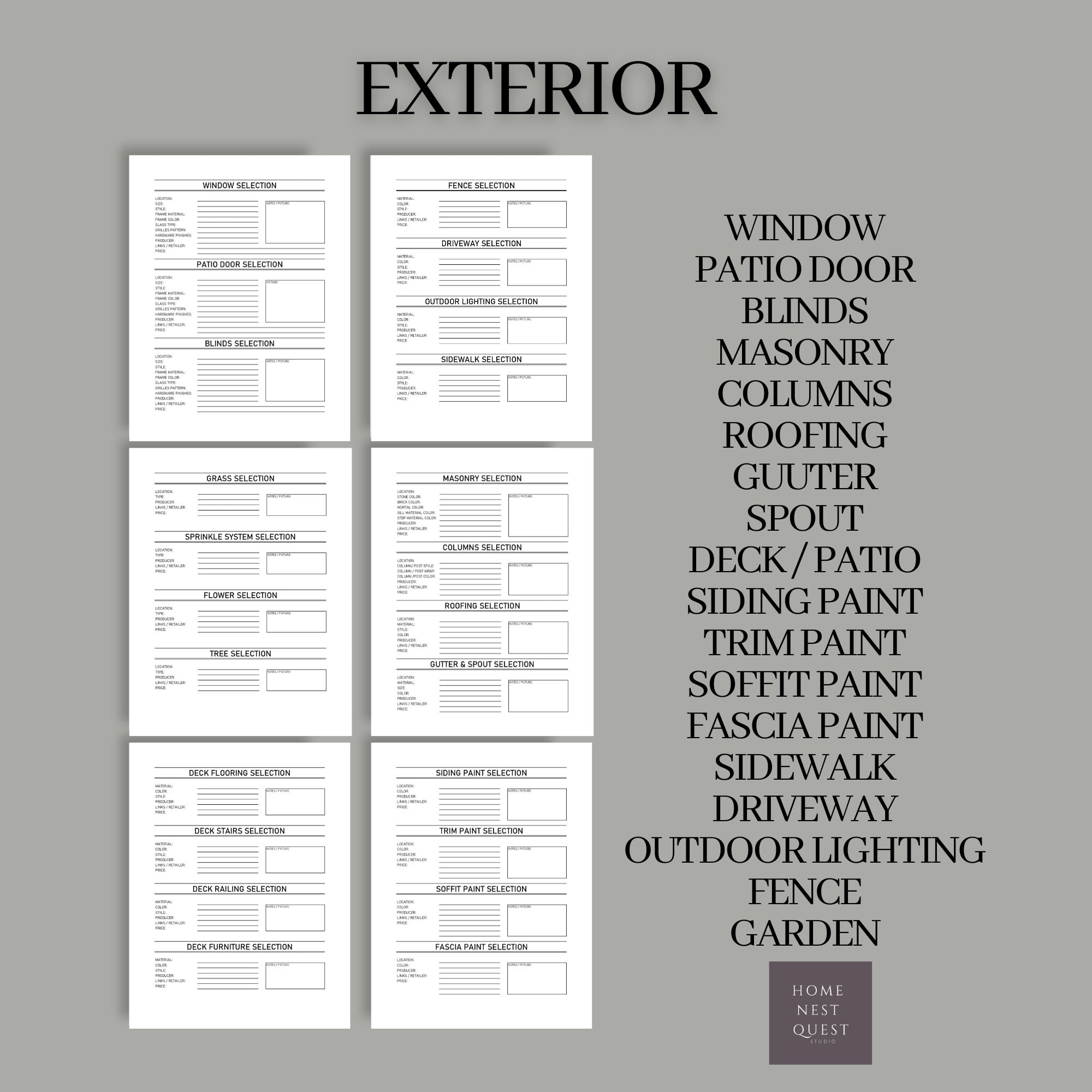Home Building Selection Package: Excel Template for House Renovation ...