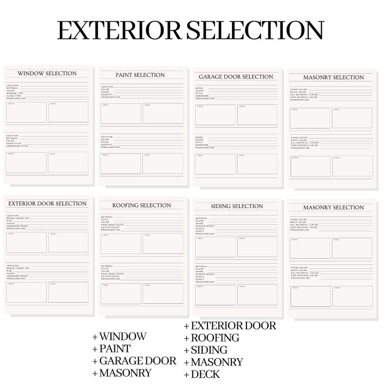 Home Design Selection Planner: New Build & Renovation Checklist (PDF ...