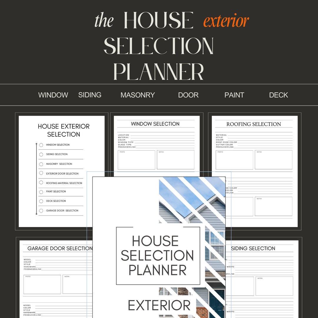 New House Exterior Selection Planner, Home Improvement Planner Template ...