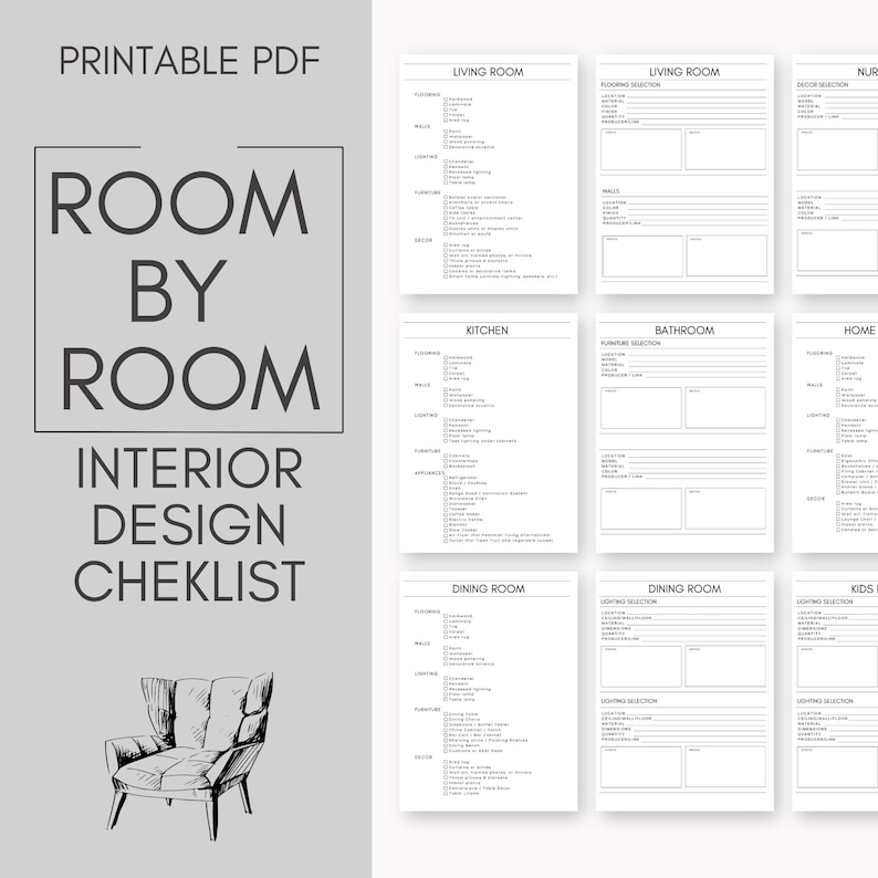 Interior Design Checklist: Room-by-room Home Planner (PDF) - Etsy
