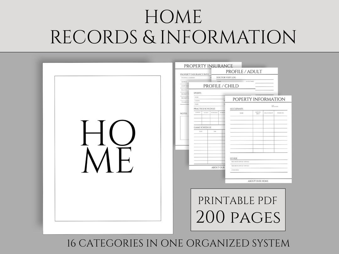 Printable Home Management Binder: Emergency Planner, Medical Records ...