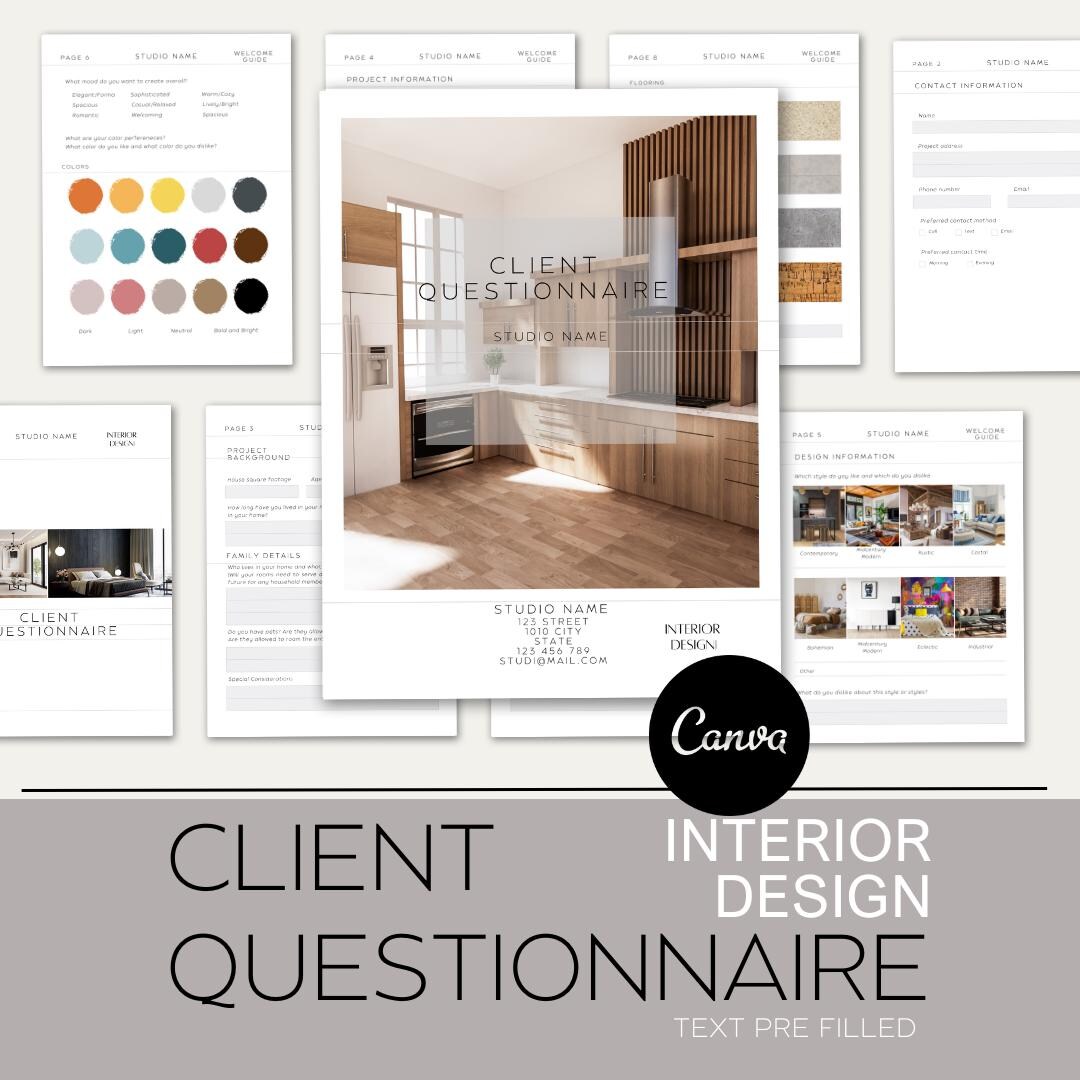 Interior Design Client Questionnaire, Client Onboarding Form, Editable ...
