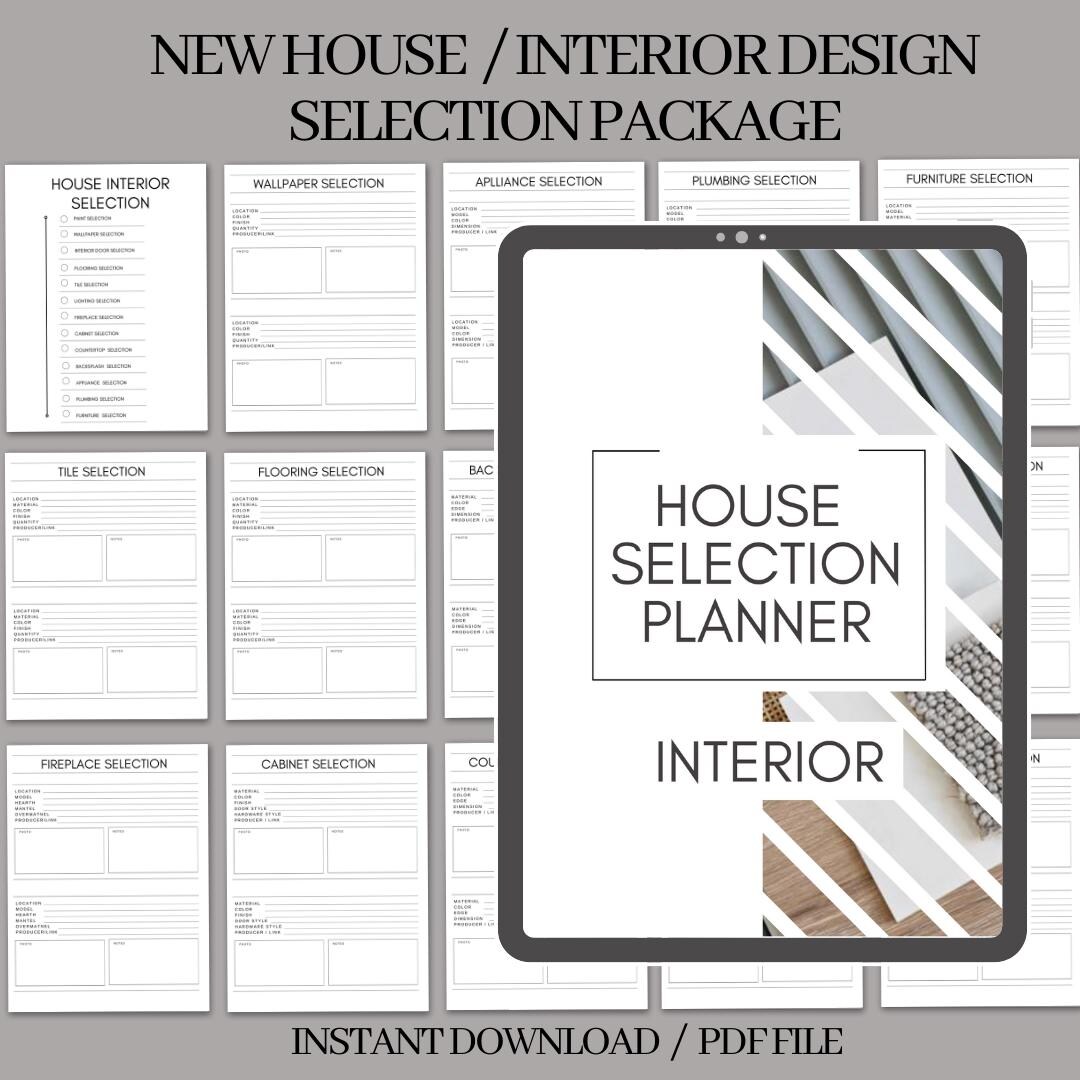 Home Interior Selection Planner: Remodel & Building Template (PDF) - Etsy