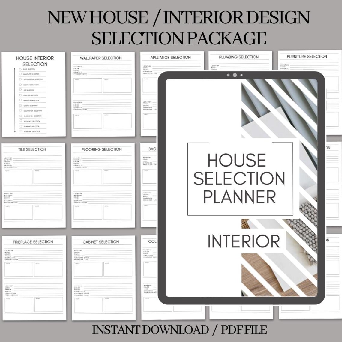 Home Interior Selection Planner: Remodel & Building Template (PDF) - Etsy