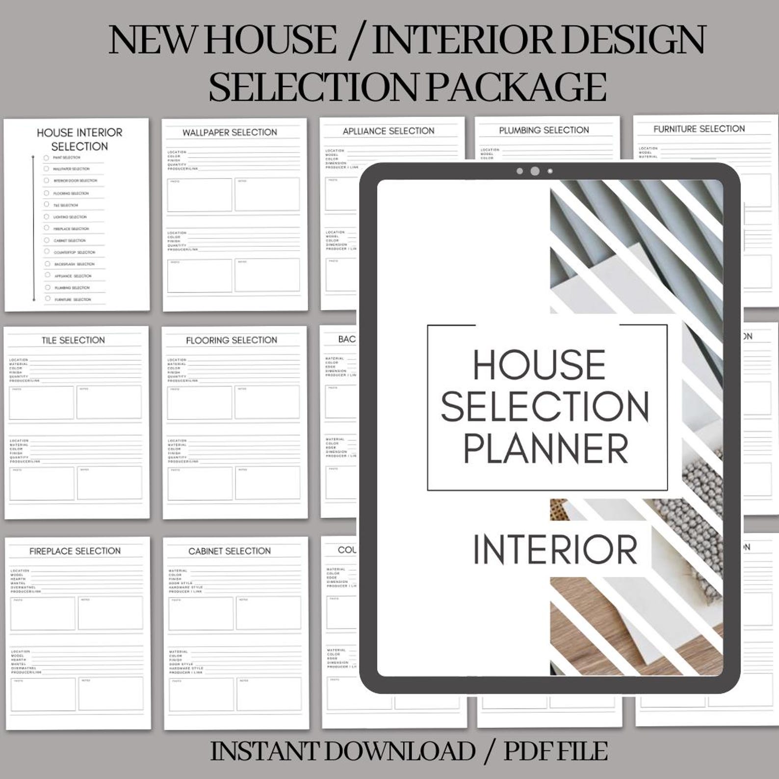 Home Interior Selection Planner: Remodel & Building Template (PDF) - Etsy
