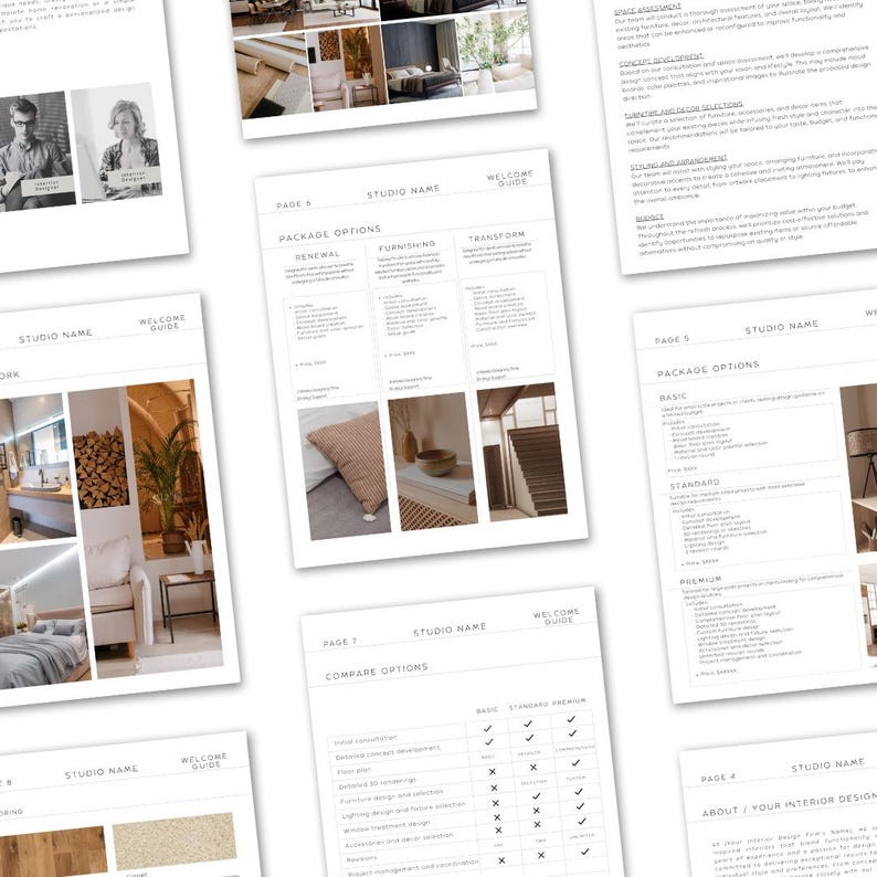 Interior Design Packages and Pricing Welcome Guide, Editable Client ...