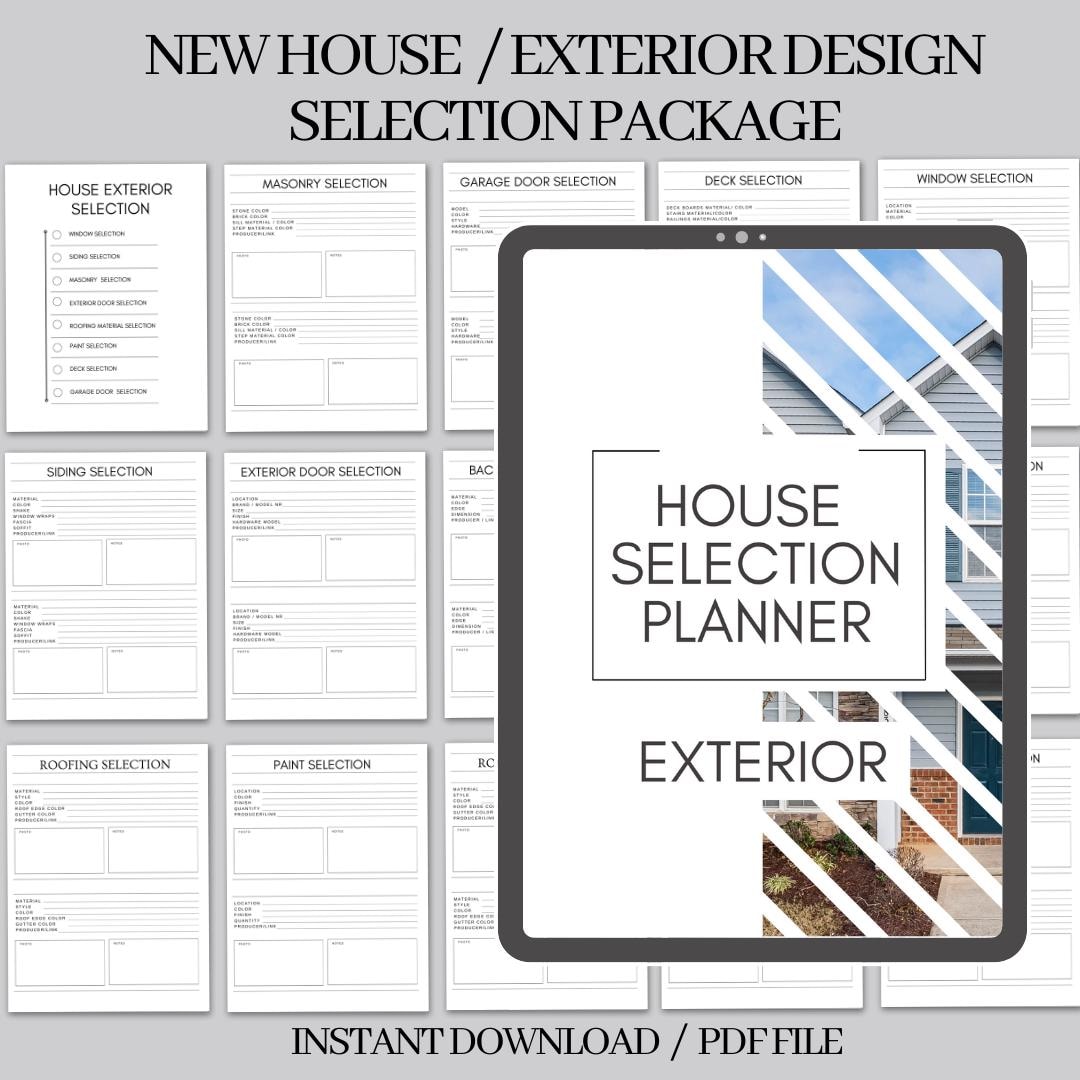 New House Exterior Selection Planner, Home Improvement Planner Template ...