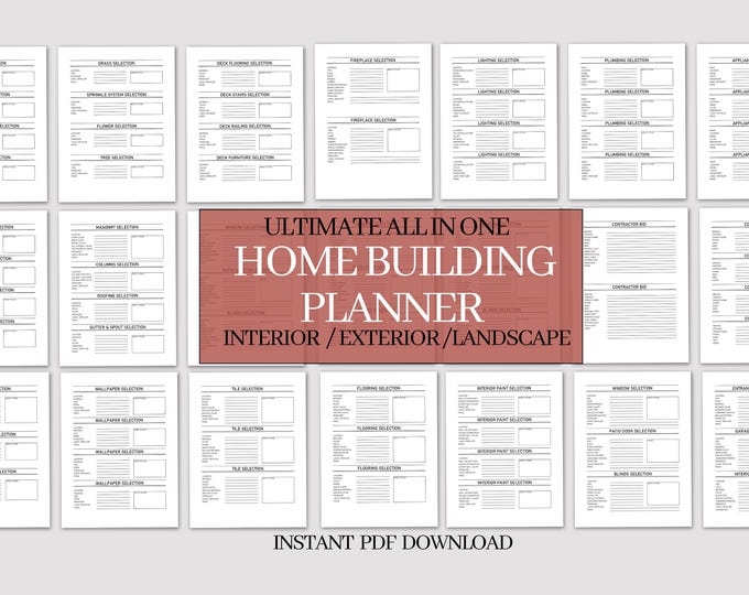 Home Building Planner Bundle: New Construction & Renovation (PDF ...