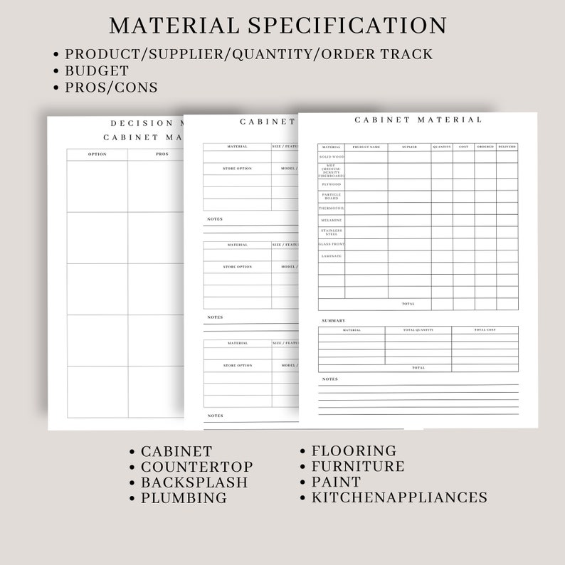 Renovation Planner Kitchen, Interior Design Project Planner, Home ...