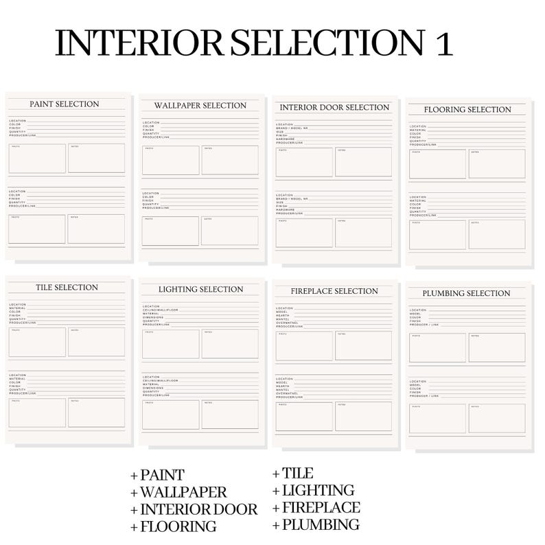 Home Design Selection Planner: New Build & Renovation Checklist (PDF ...